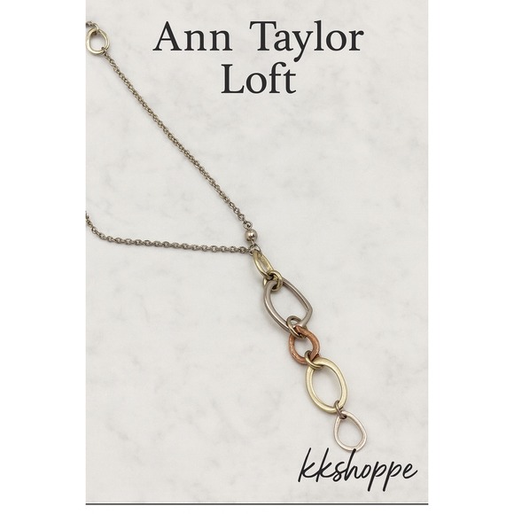 LOFT | Jewelry | Loft Tri Tone Mixed Metal Oval Link Y 32 Necklace Gold ...